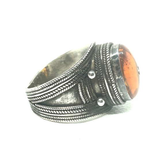 Vintage | Jewelry | Vintage Sterling Silver Nordic Amber Rope Ring ...